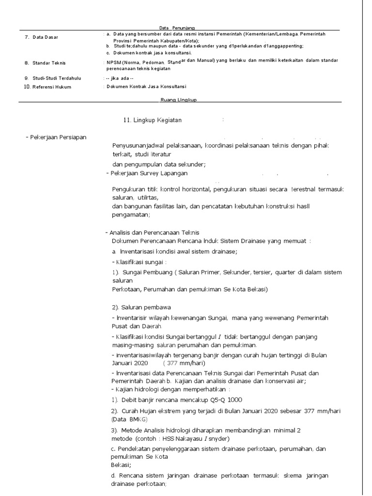 KAK Masterplan Drainase | PDF