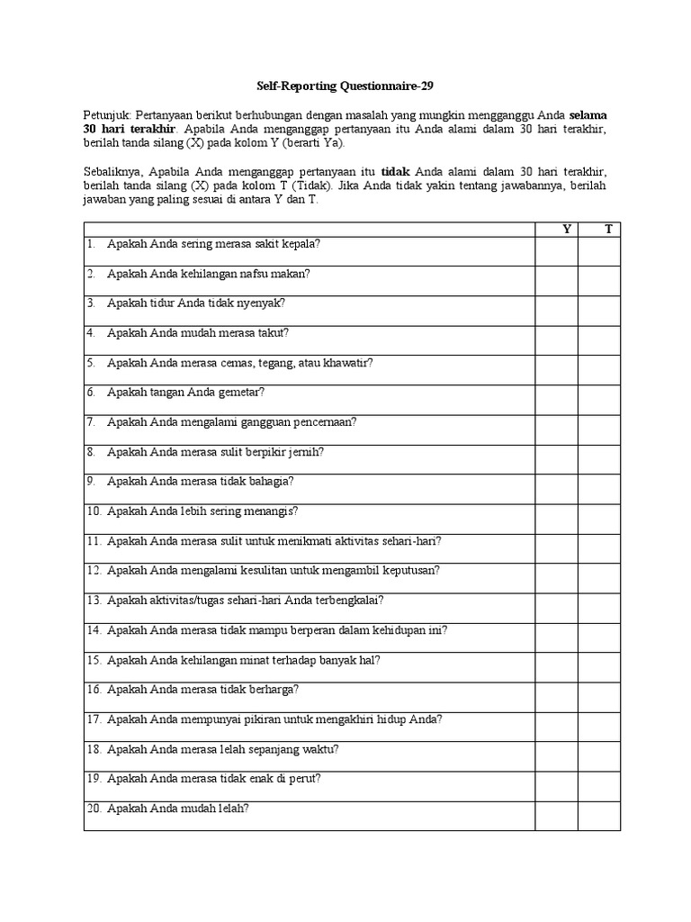 Self-Reporting-Questionnaire-29-SRQ-29 | PDF