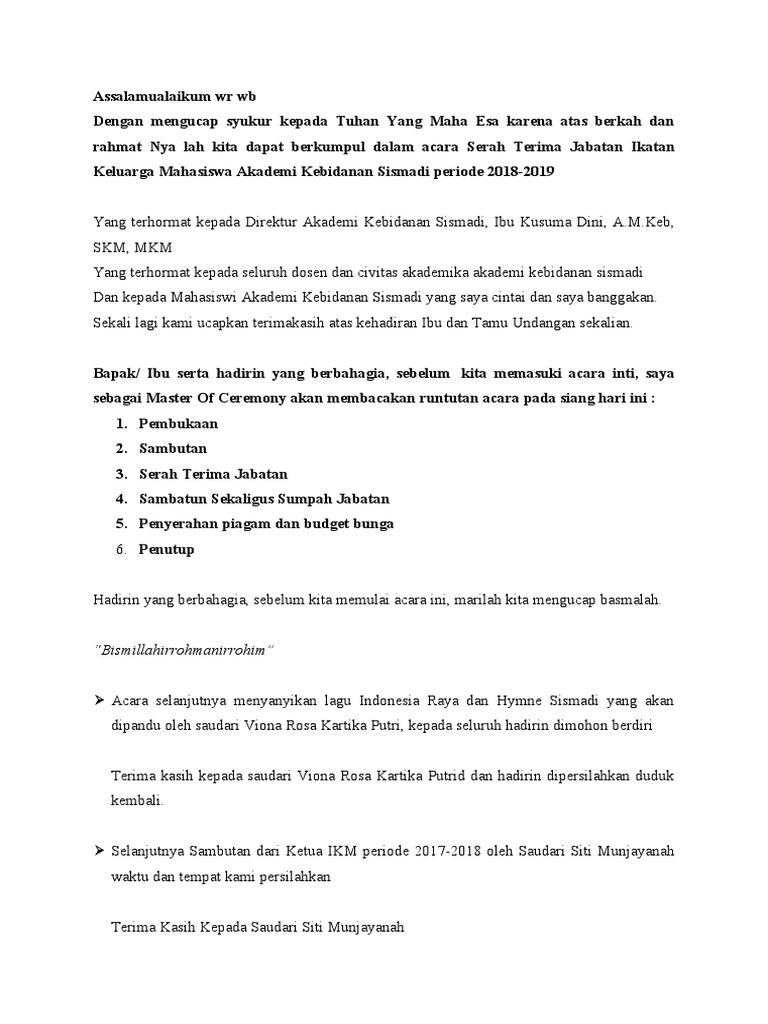 Teks MC Sertijab | PDF