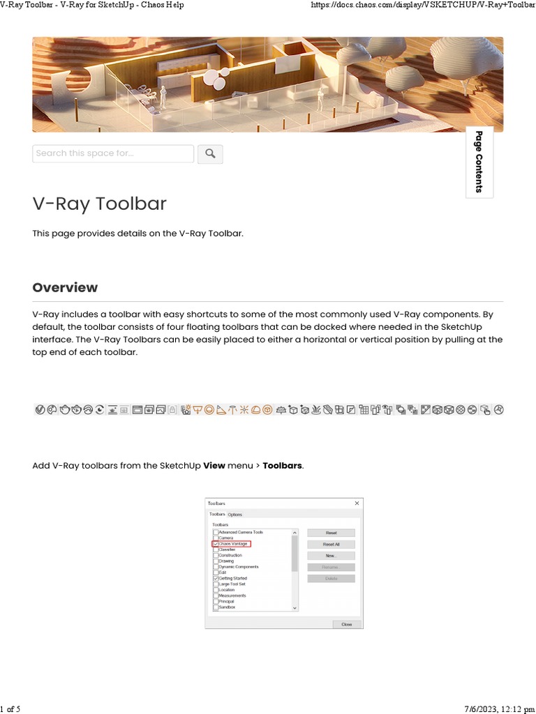 V Ray Toolbar V Ray For Sketchup Chaos Help Pdf Sketch Up Button Computing