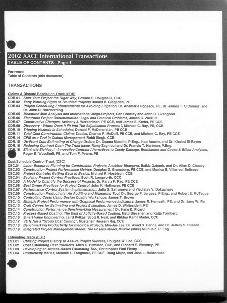 AACE International Transactions 2002_ Table of Contents | PDF ...