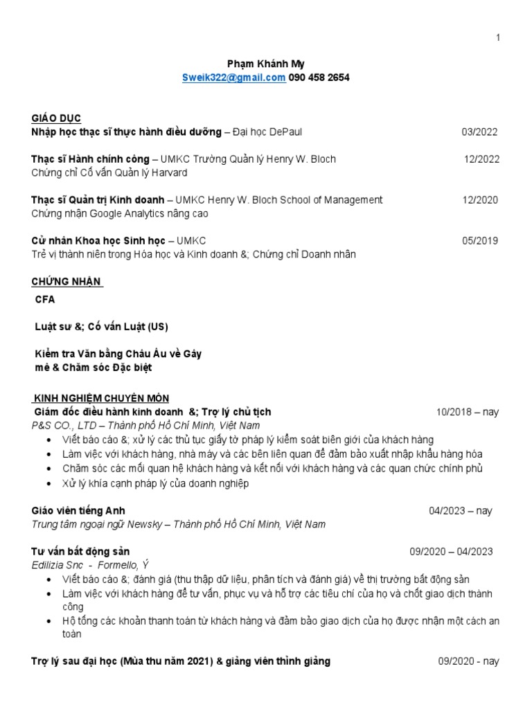 cv tieng viet 1 | PDF