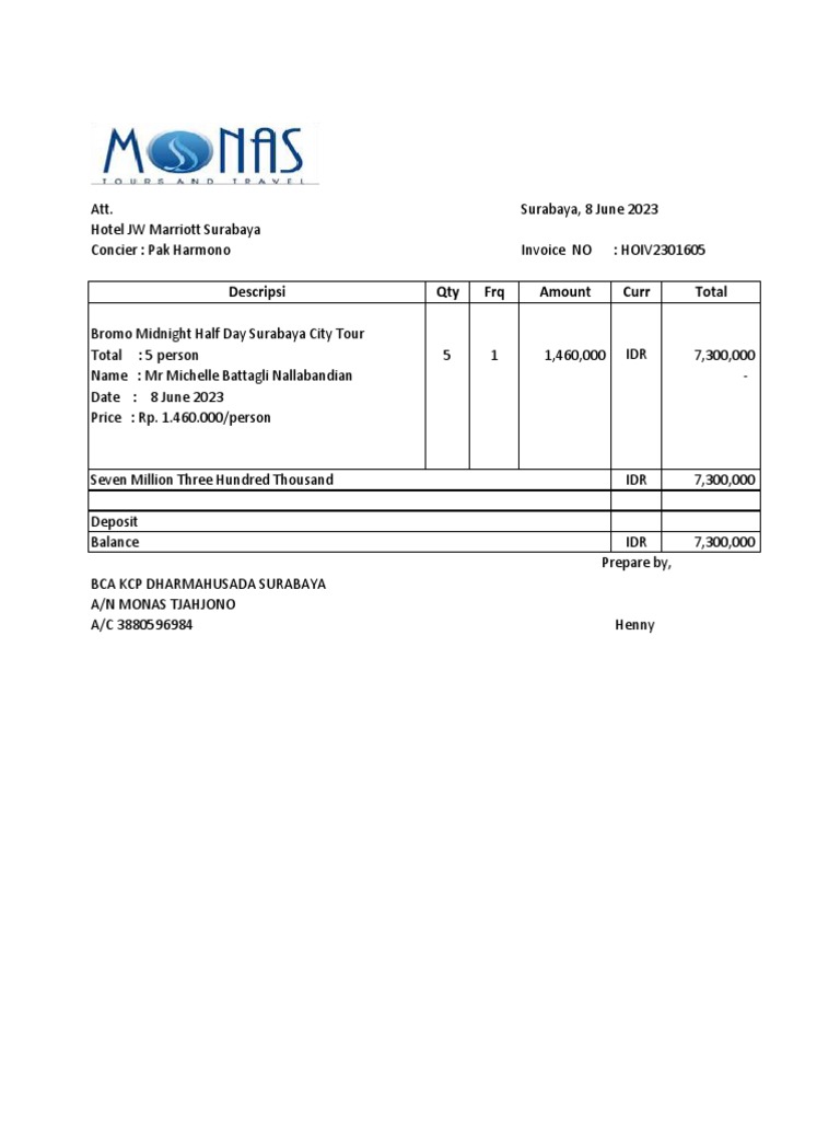 Invoice JW Marriott Mr Michelle Battagli N | PDF