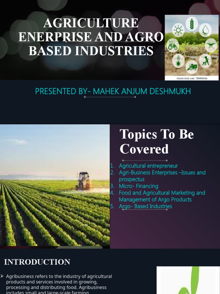 Agriculture Enerprise and Agro Based Industries | PDF | Agribusiness | Entrepreneurship