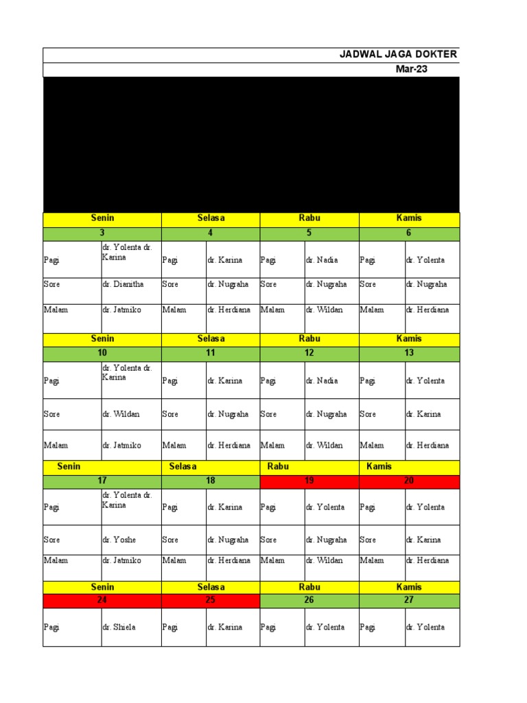 Jadwal Jaga April 2023 | PDF