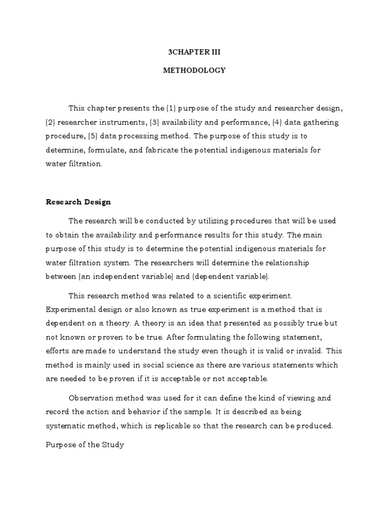 Chapter Iii Methodology - 1 | PDF | Experiment | Filtration