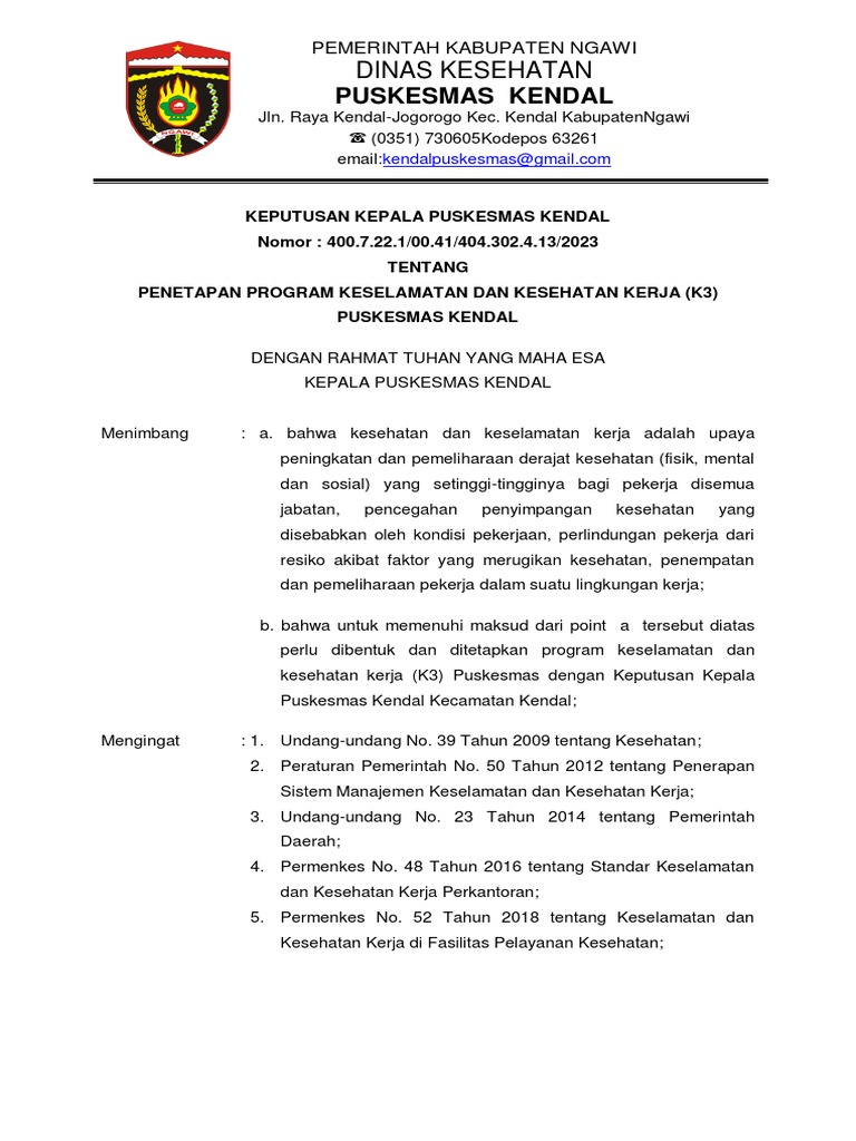 SK Penetapan Program K3 | PDF