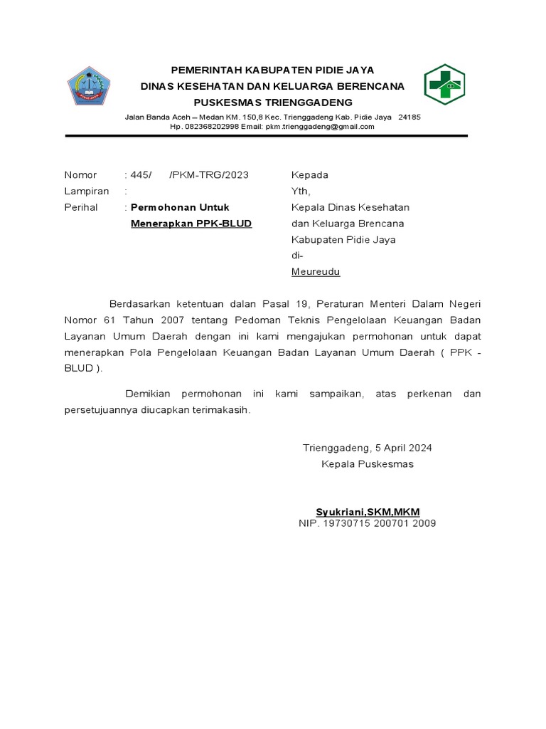Surat Permohonan BLUD | PDF