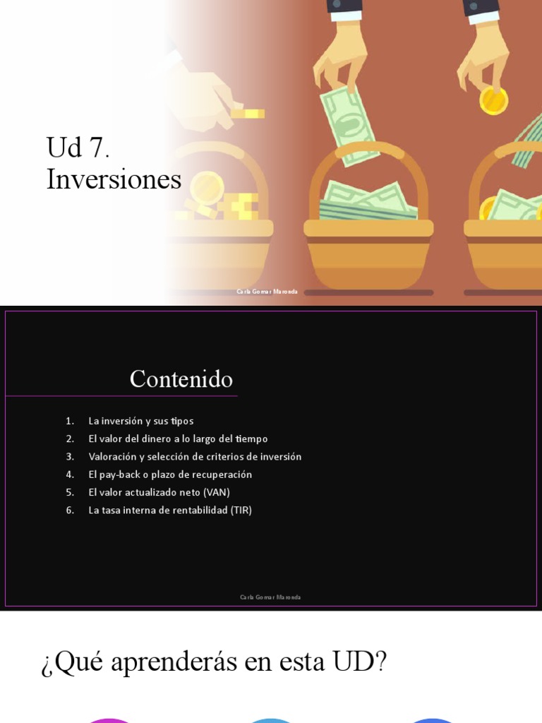 GF Ud 7. Inversiones | PDF | Tasa interna de retorno | Economía Financiera