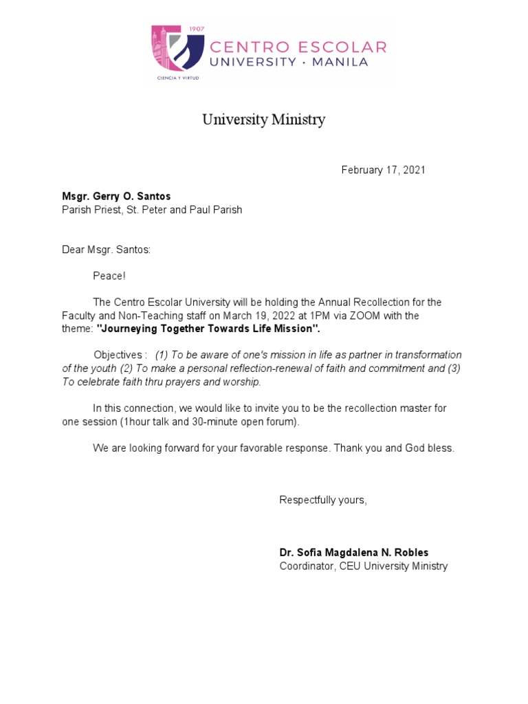 Recollection Master Invitation - FACULTY & NON-TEACHING RECO 2022 | PDF