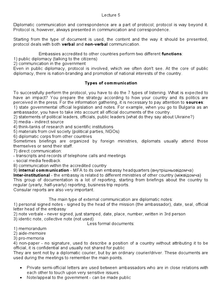 Lecture 5 Protocol | PDF | Diplomatic Correspondence | Communication