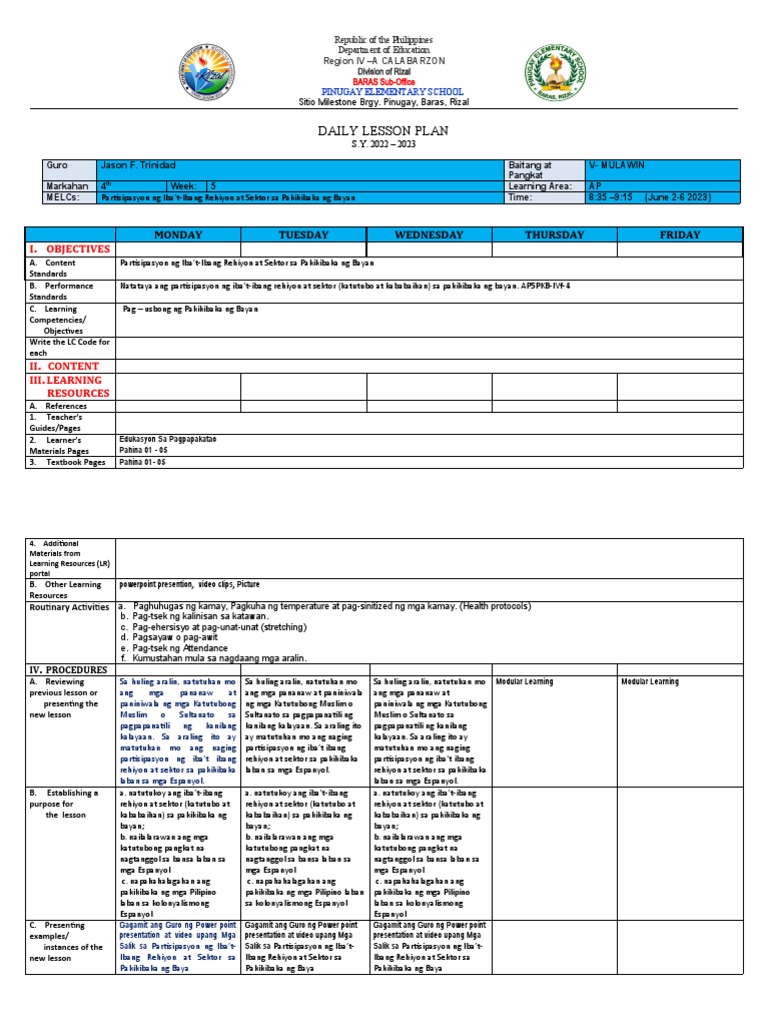 Grade 5 - AP Week 5-2 | PDF