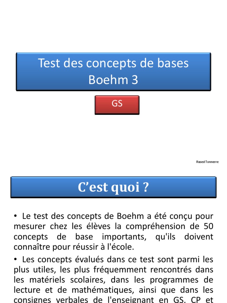 Test des concepts de base Boehm 3 | PDF