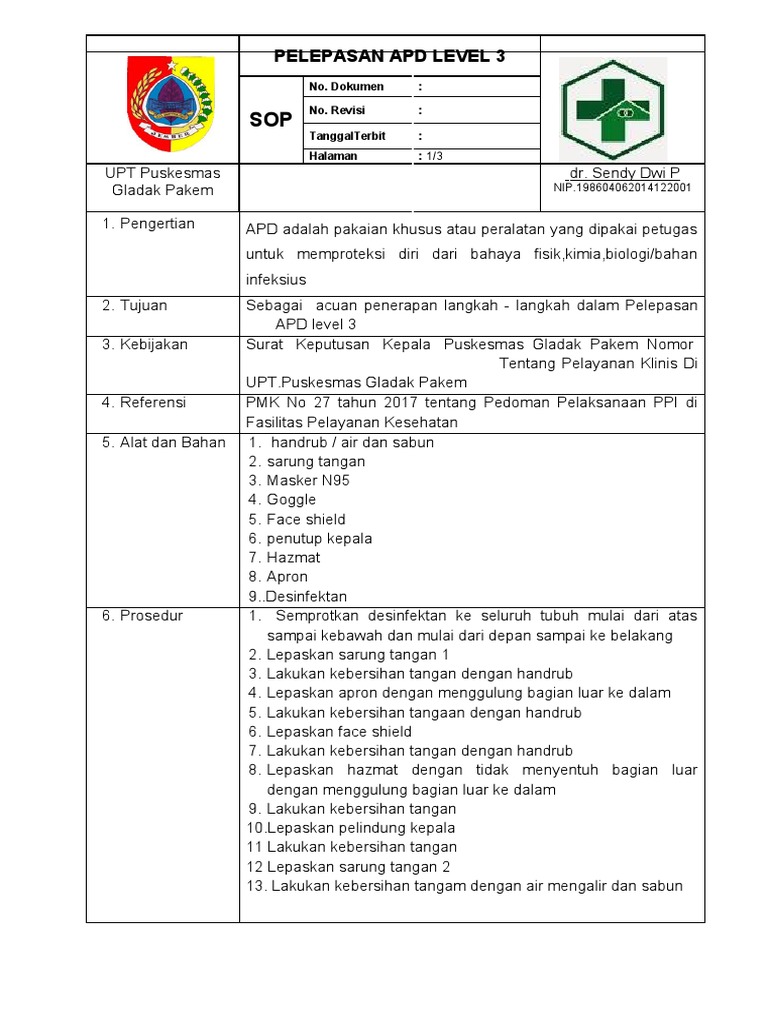SOP Pelepasan APD L 3 GP | PDF