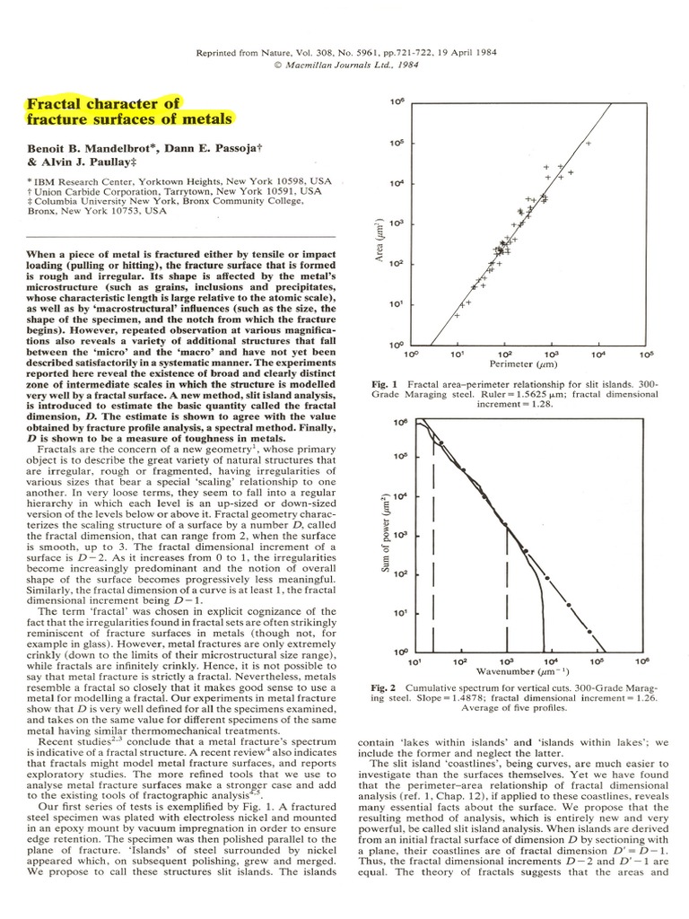 Fractal Character of Fracture Surfaces of Metals-P | PDF