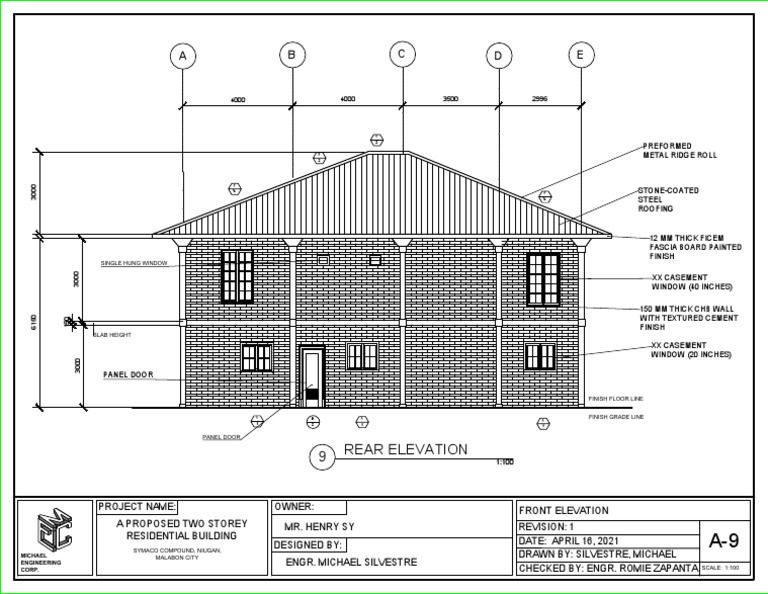 BSD - Plate 9-Rear Elevation | PDF