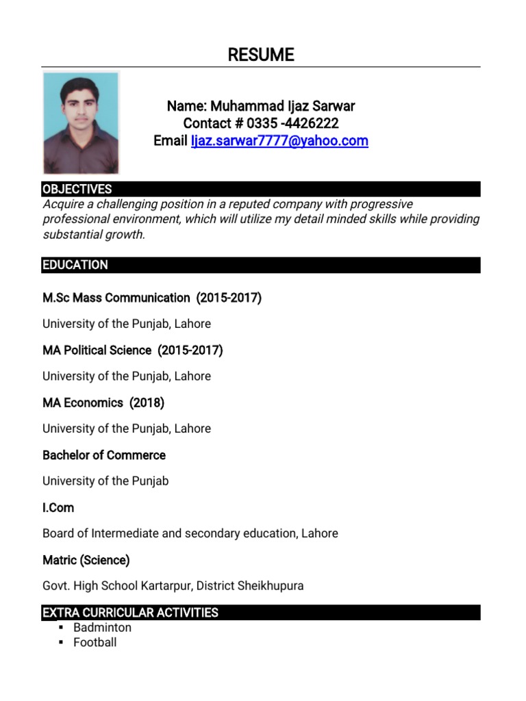 Resume Ijaz-2 | PDF