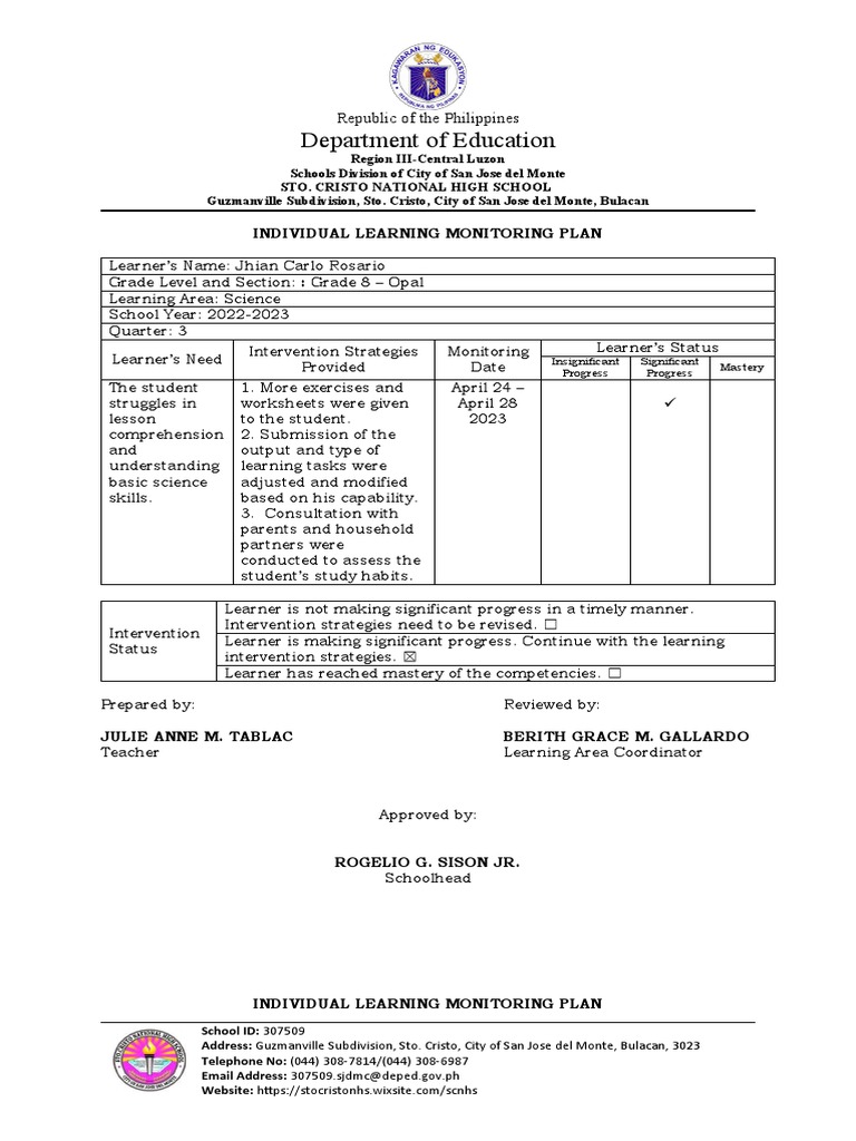 Grade 8-B ILMP Q3 | PDF | Learning | Teachers