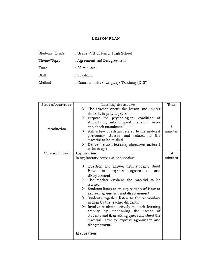 Lesson Plan CLT-1 | PDF | Teachers | Learning