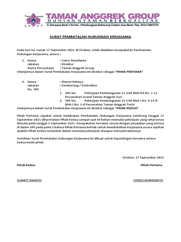 Pembatalan SPK Slamet | PDF