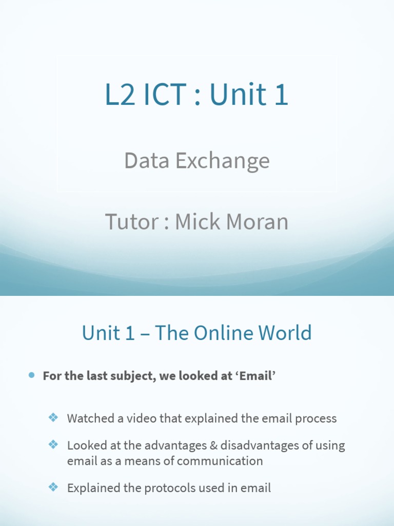 08 l2 Ict Unit 1 Lesson Eight - Data Exchange | PDF | Microwave | Radio