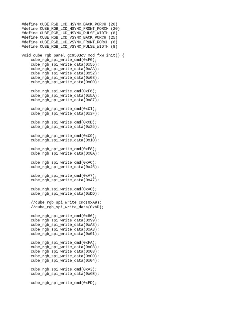 RGB LCD Initialization Code | PDF