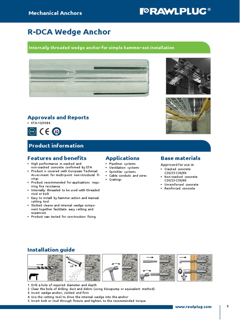 1332_rawlplug_en_r_dca_wedge_anchor | PDF | Screw | Manufactured Goods