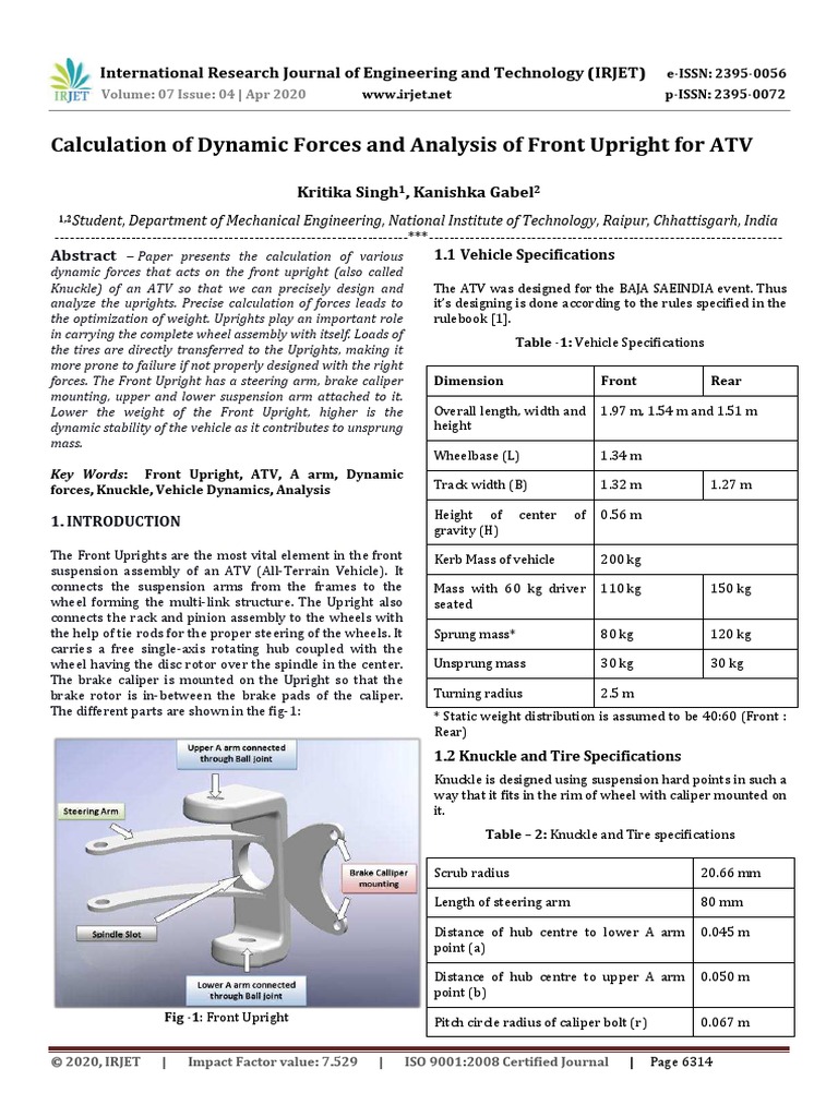 Calculation of Dynamic Forces and Analys | PDF | Force | Strength Of ...