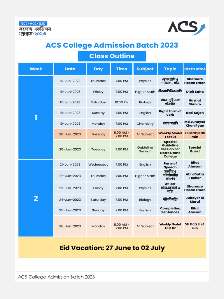 ACS College Admission Course Outline | PDF | Syntax | Languages
