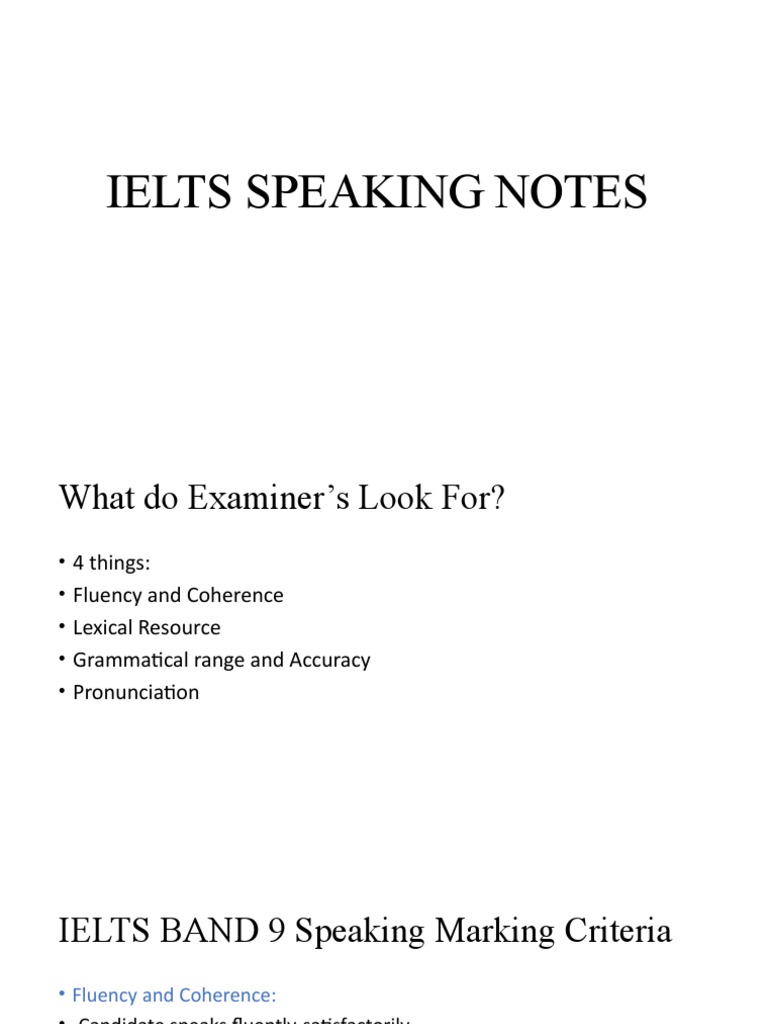 Ielts Speaking Notes | PDF