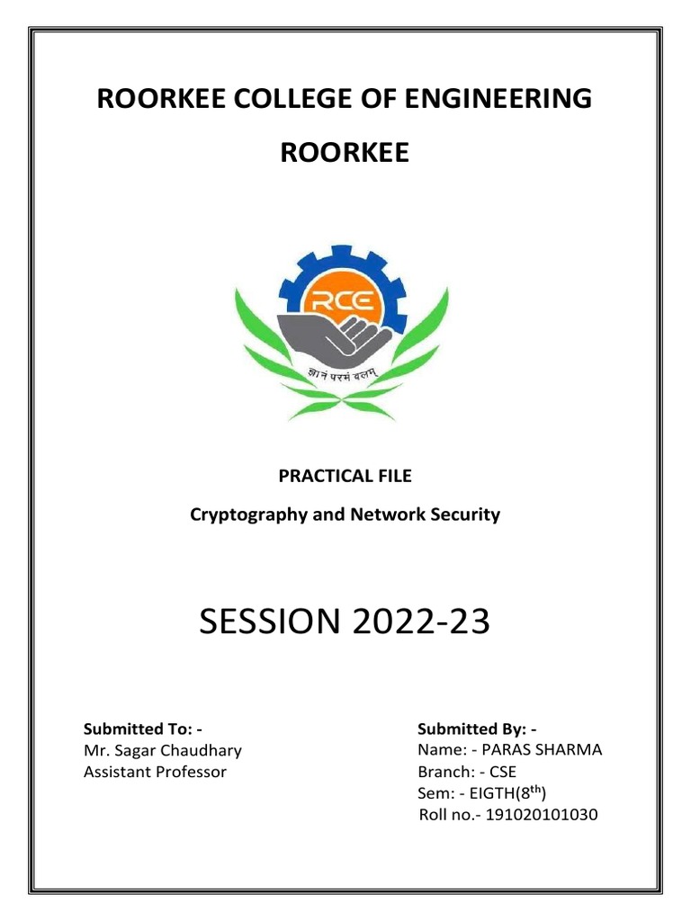 Crypto Lab File - PARAS | PDF | Encryption | Cryptography