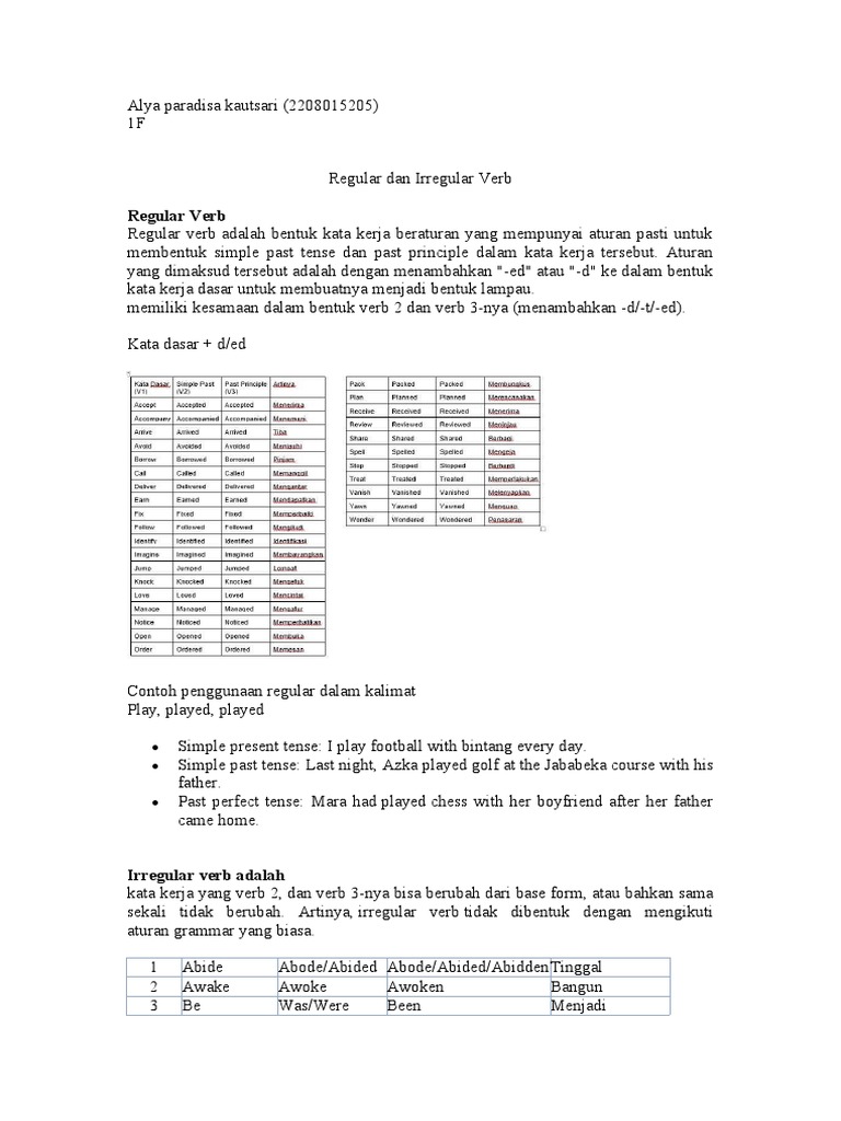Regular Irregular Verb | PDF