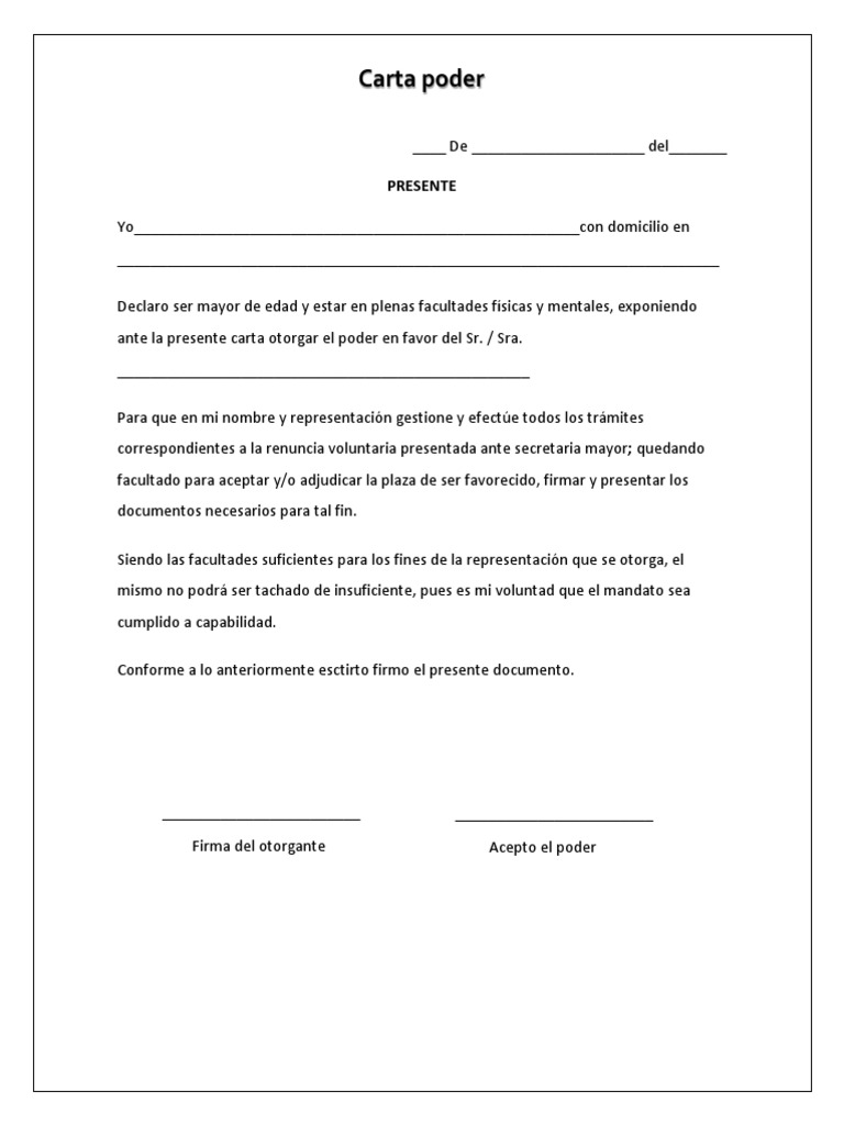 Formato de Carta Poder | PDF