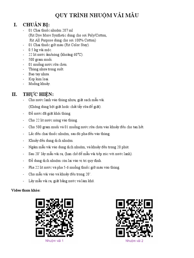 Quy Trinh Nhuom | PDF