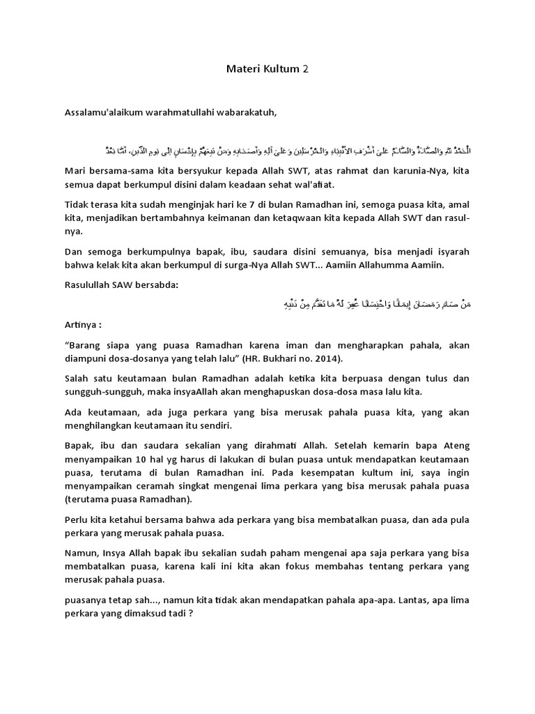 Materi Kultum 2 | PDF