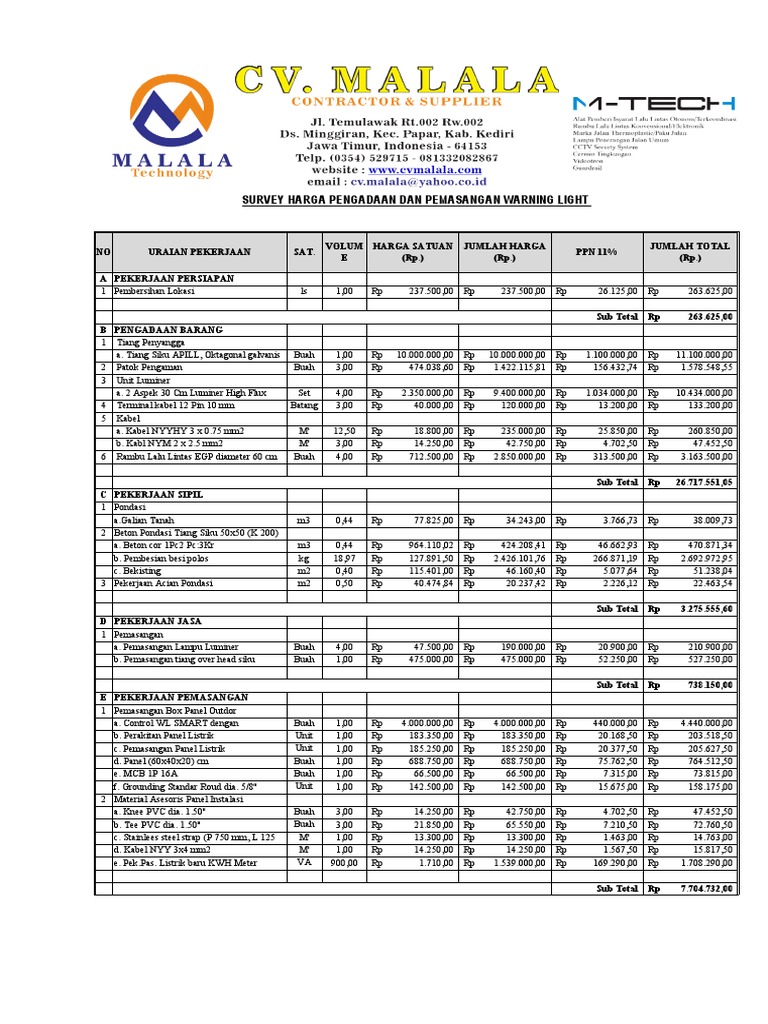 Survey Harga Warning Light | PDF