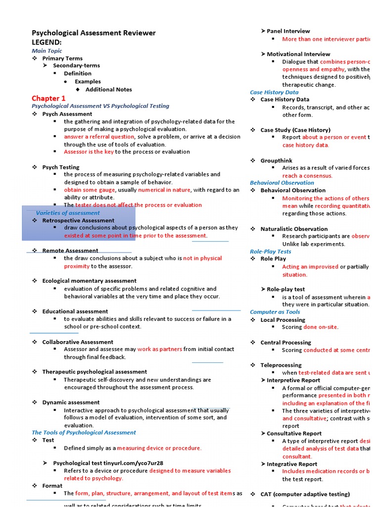 Psychological Assessment Reviewer Chapter 1 10 - Compress | PDF | Variance