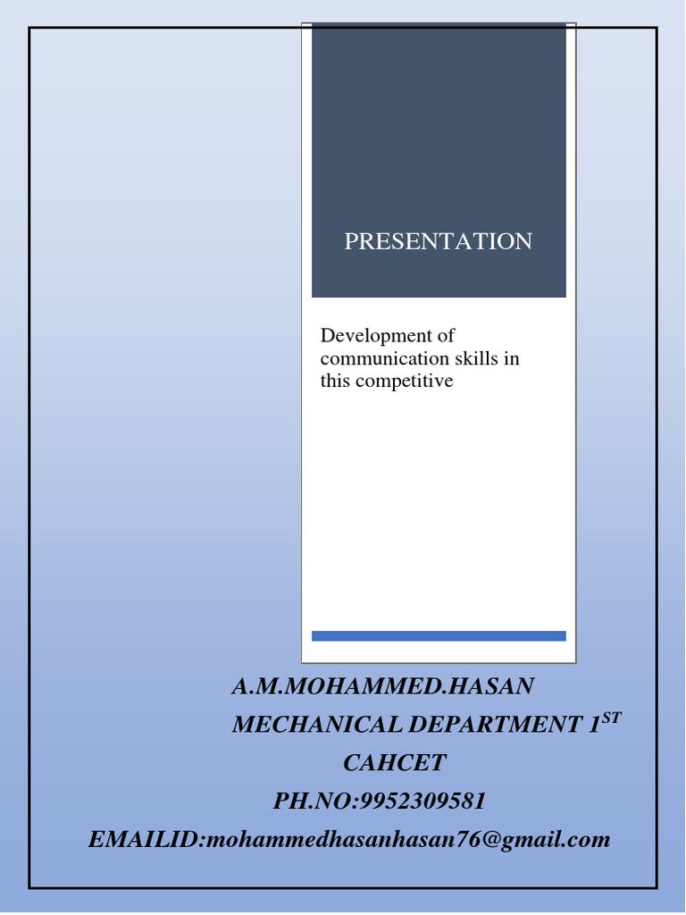 Mohammmed Hasan Mechanical 1st Year Cahcet | PDF | Nonverbal ...