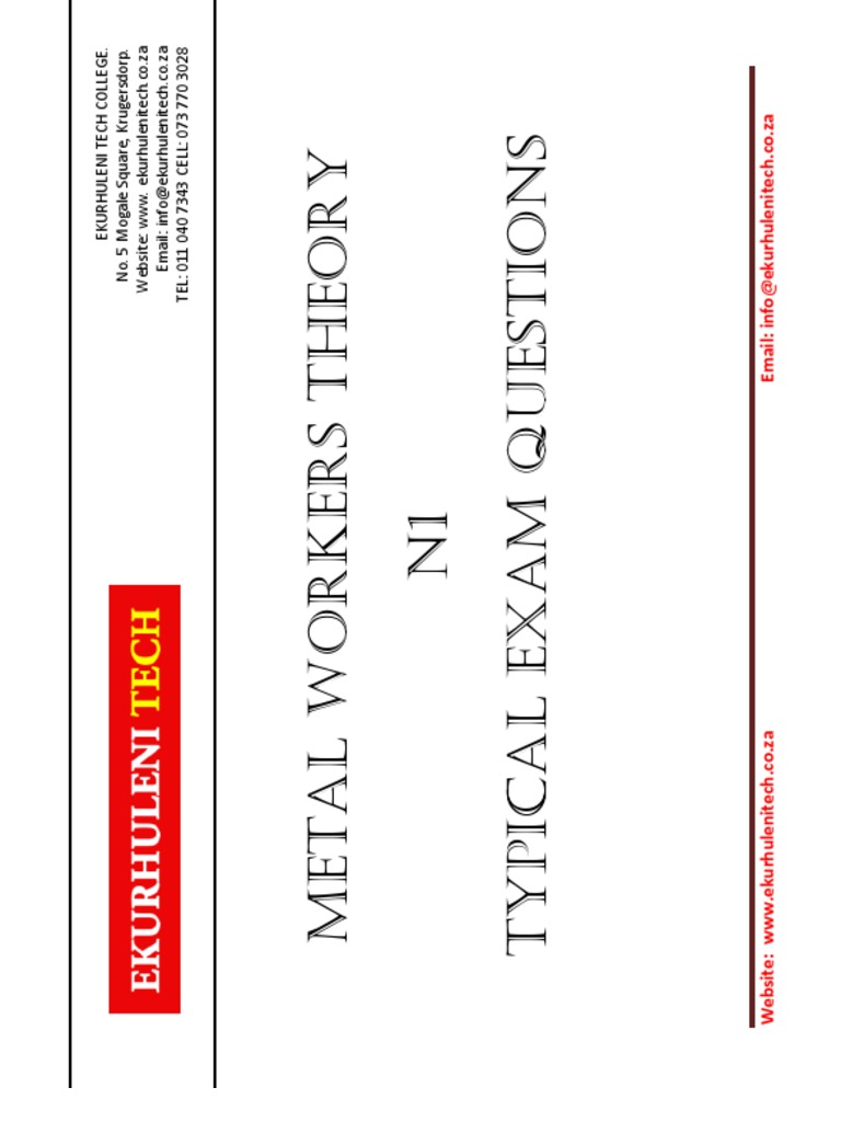 Metal Workrs N1 Exam Memos | PDF | Construction | Welding