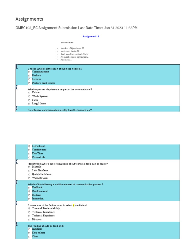 Assignments | PDF | Mass Media | Communication