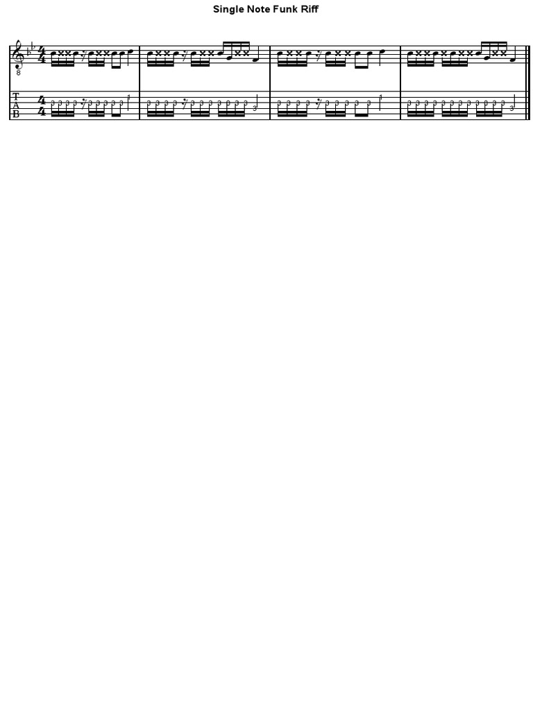 Single Note Funk Riff Guide | PDF