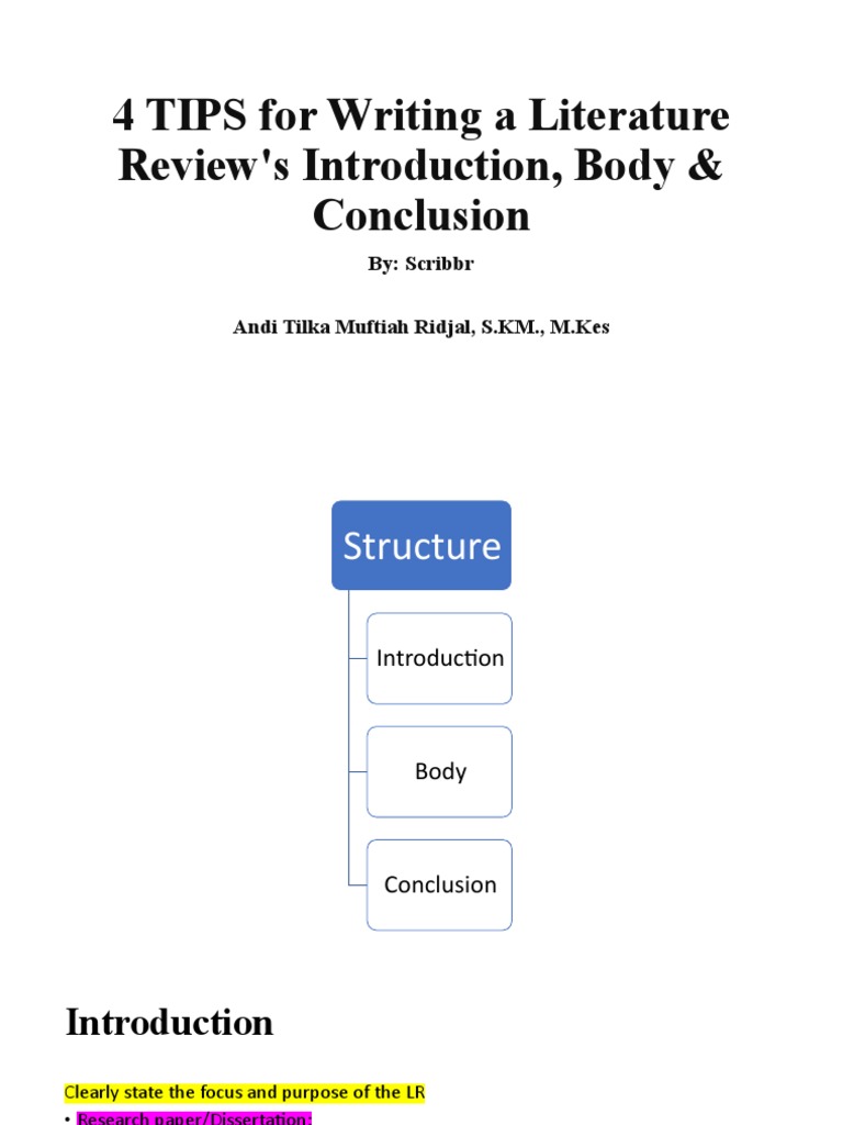 4 TIPS For Writing A Literature Review's Introduction, Body ...