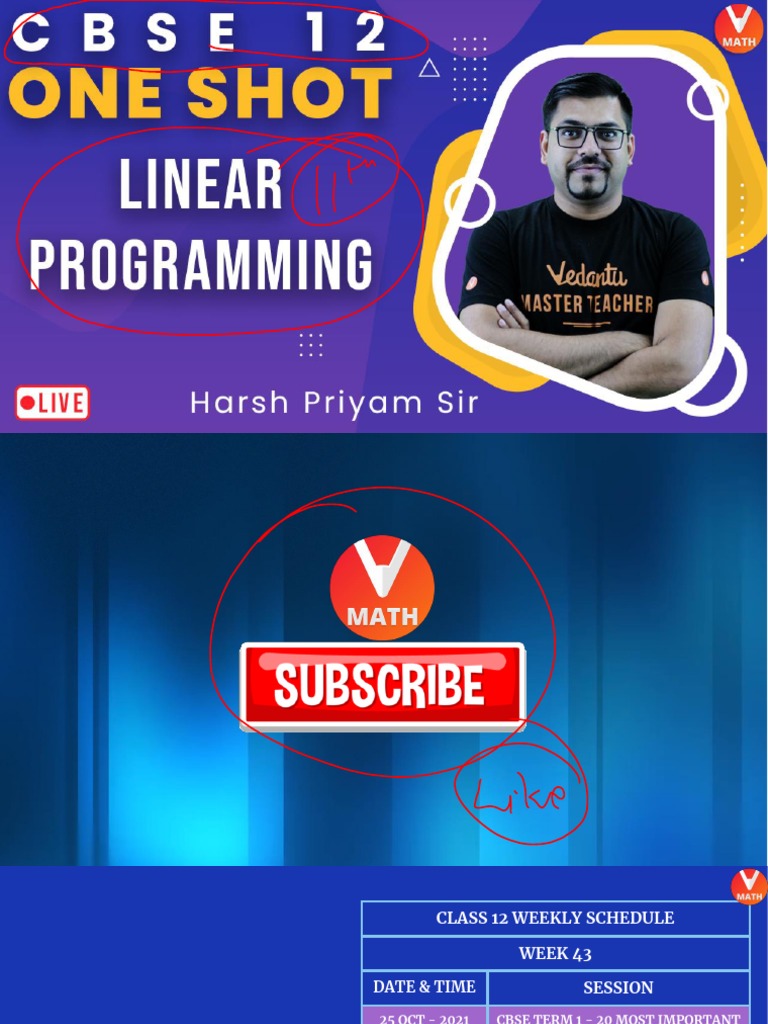Linear Programming One Shot Vmath Pdf Linear Programming Mathematical Optimization 