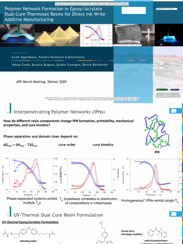 EpoxyAcrylate - DualCure - Direct Ink Write Additive Manufacturing ...
