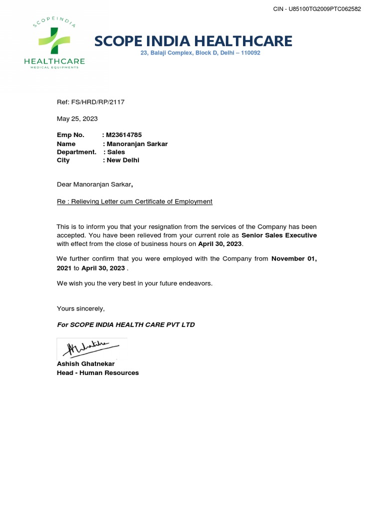 Relieving Letter | PDF