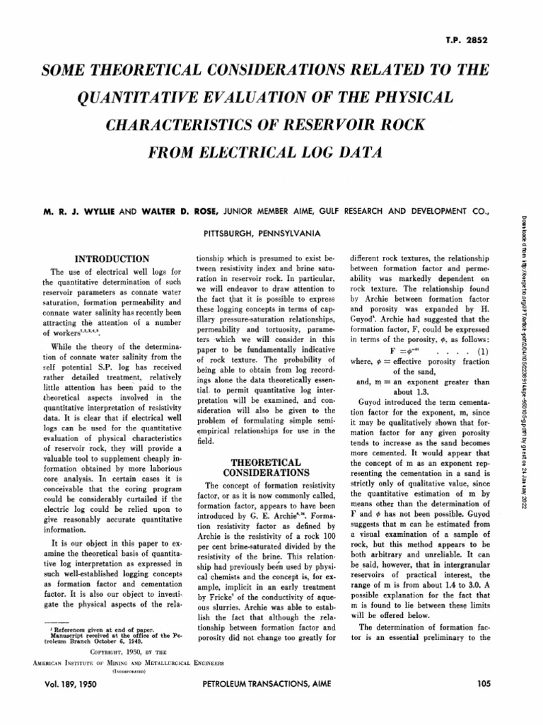 Spe 950105 G | PDF | Porosity | Continuum Mechanics