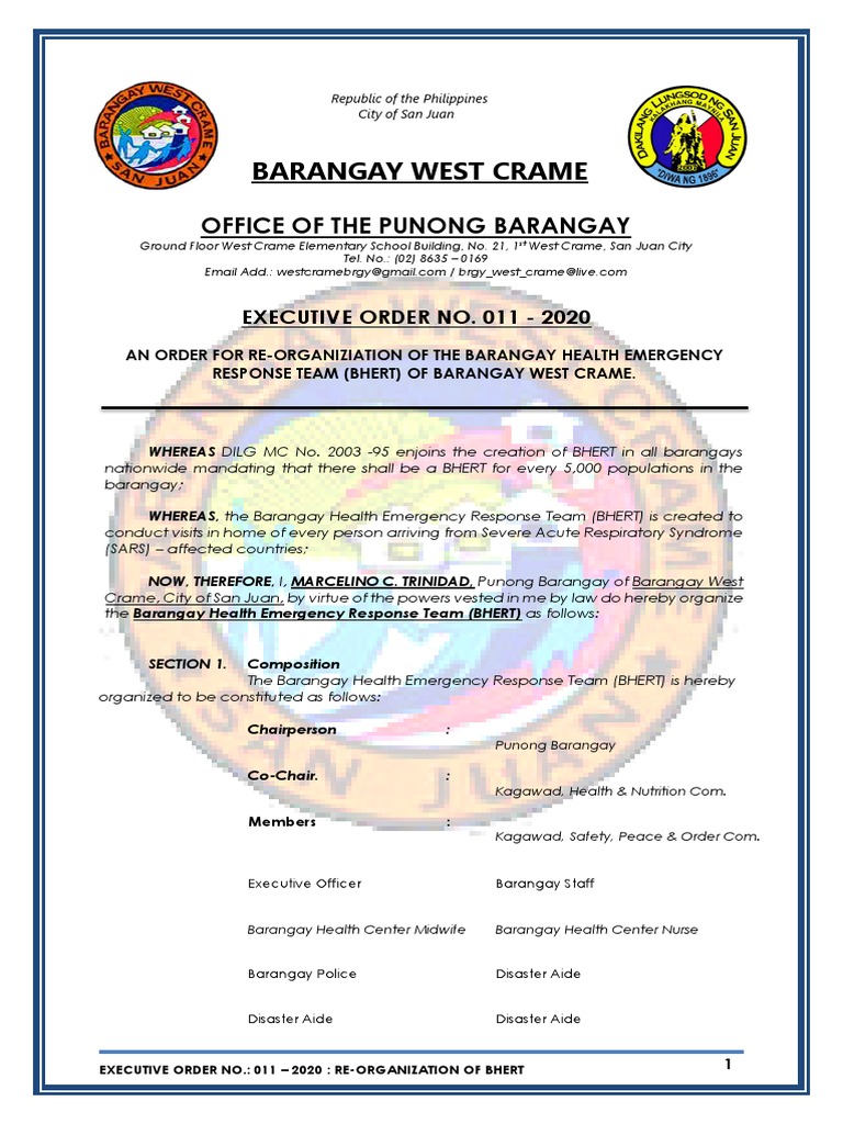 Eo - 011-2020 Reorganization of Bhert | PDF