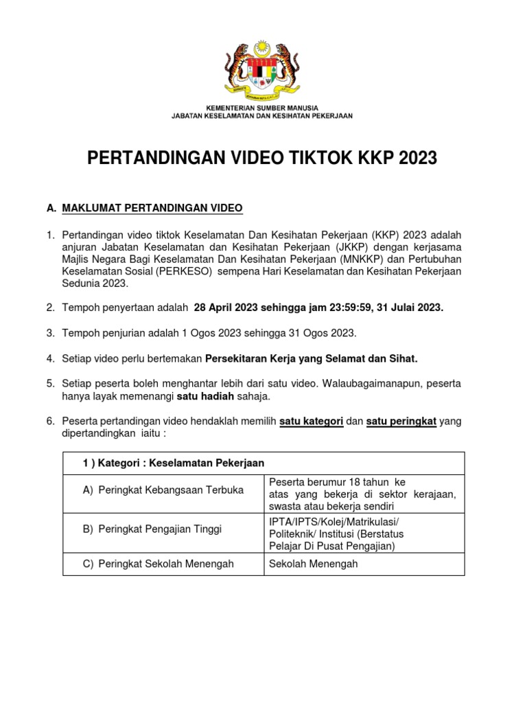 Terma Dan Syarat Pertandingan Video Tiktok 2023 | PDF