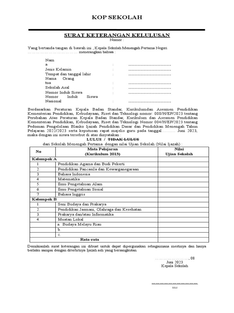 Format SKL SMP | PDF