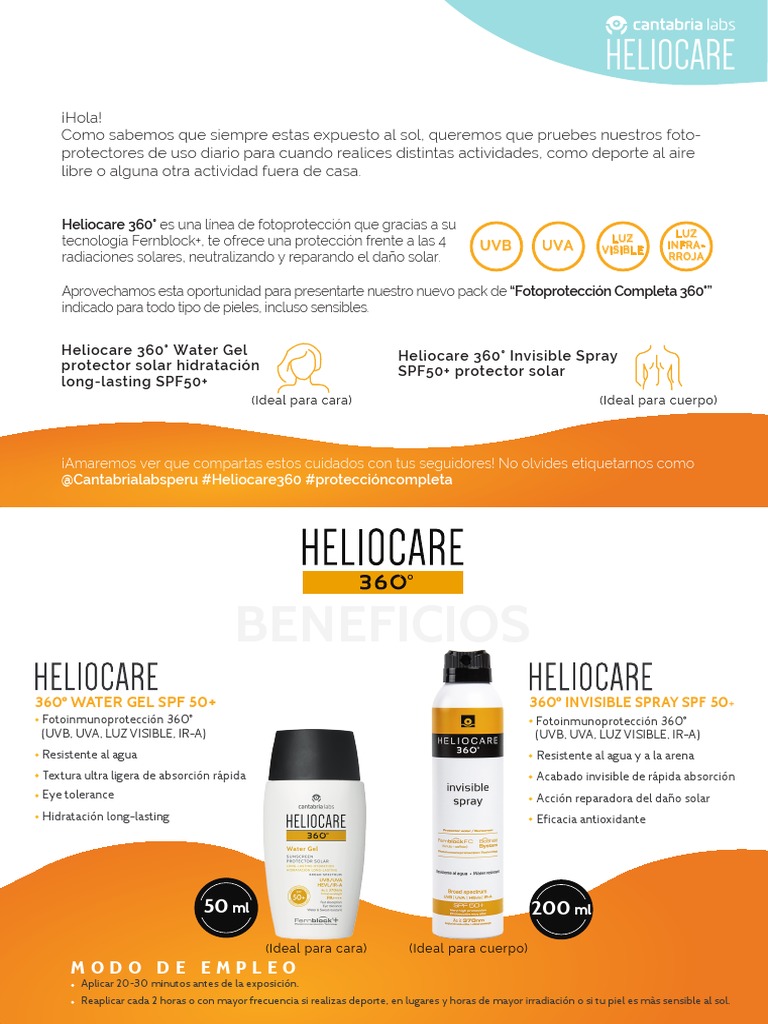 Fotoprotección Completa Heliocare 360° | PDF | Protector solar | Química